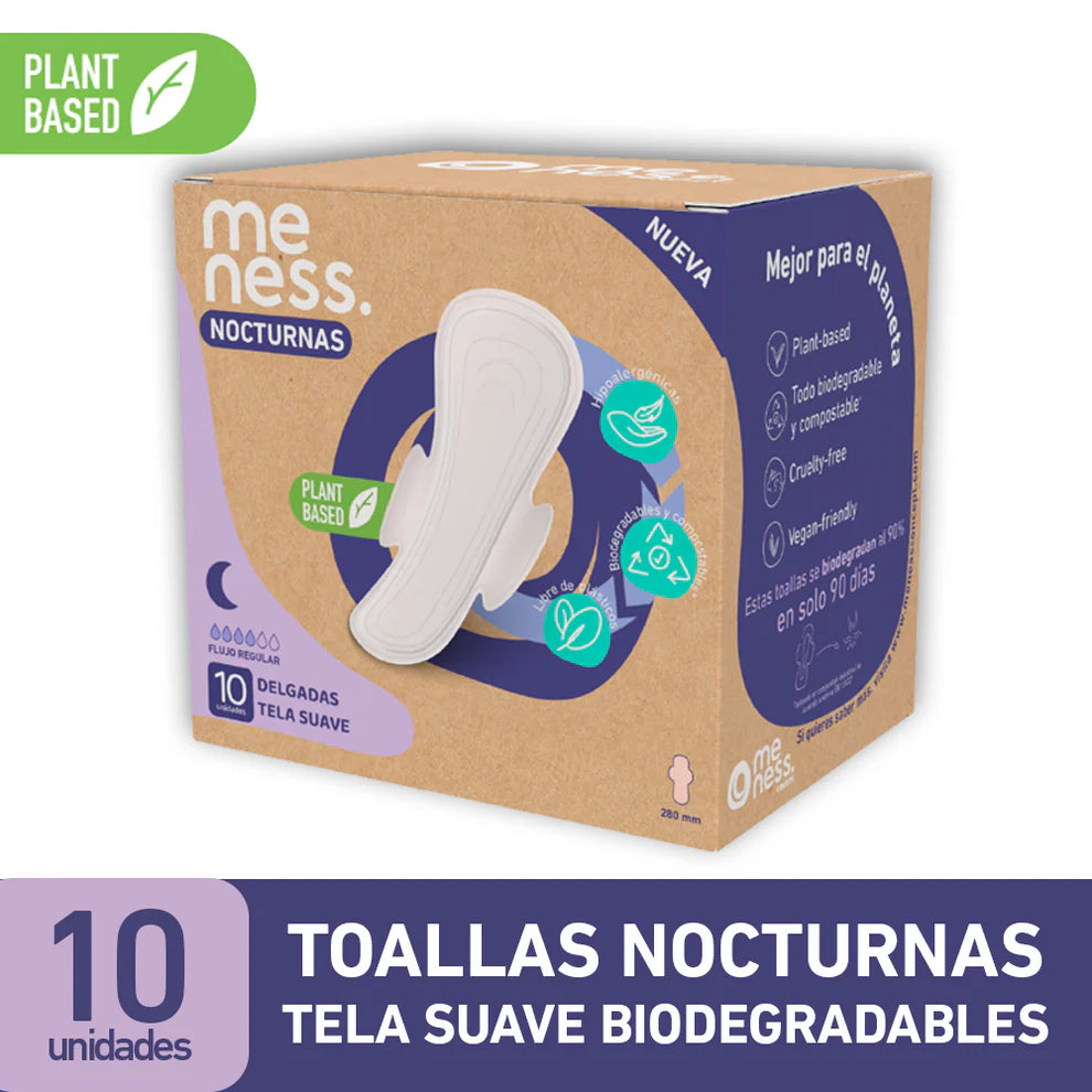 Toallitas nocturnas Meness Concept 10 un. - Rincón Nativo